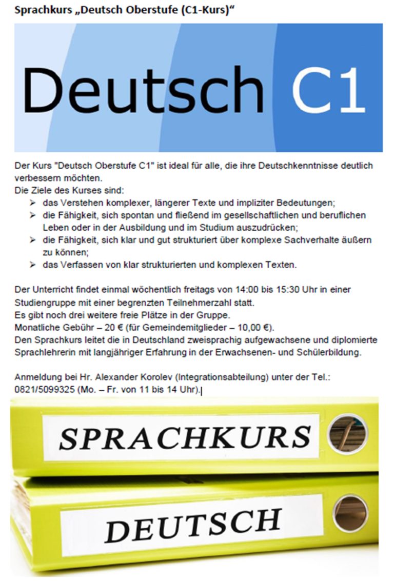 Sprachkurs „Deutsch Oberstufe (C1-Kurs)“ - IKG Schwaben Augsburg